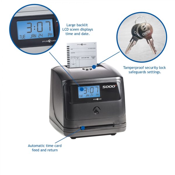 5000 Auto Totaling Time Clock - Pyramid Time Systems
